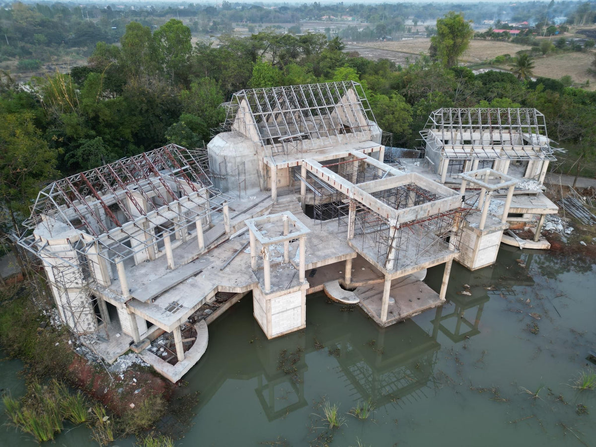 121 photos of Abandoned Lake Side Mansion Construction – Fotoref